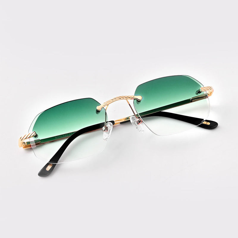 Gold Rimless Class VII - Green Fade – Lux Frames
