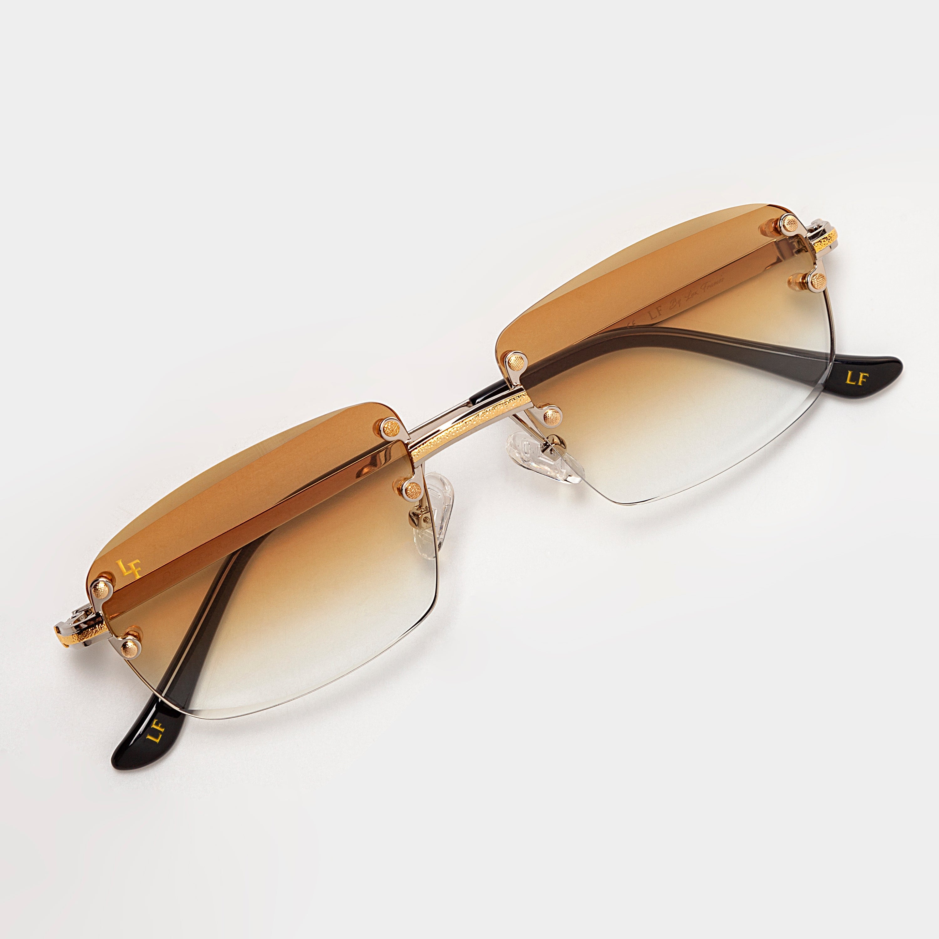 Silver & Gold Two Tone Rimless Class - Golden Fade – Lux Frames