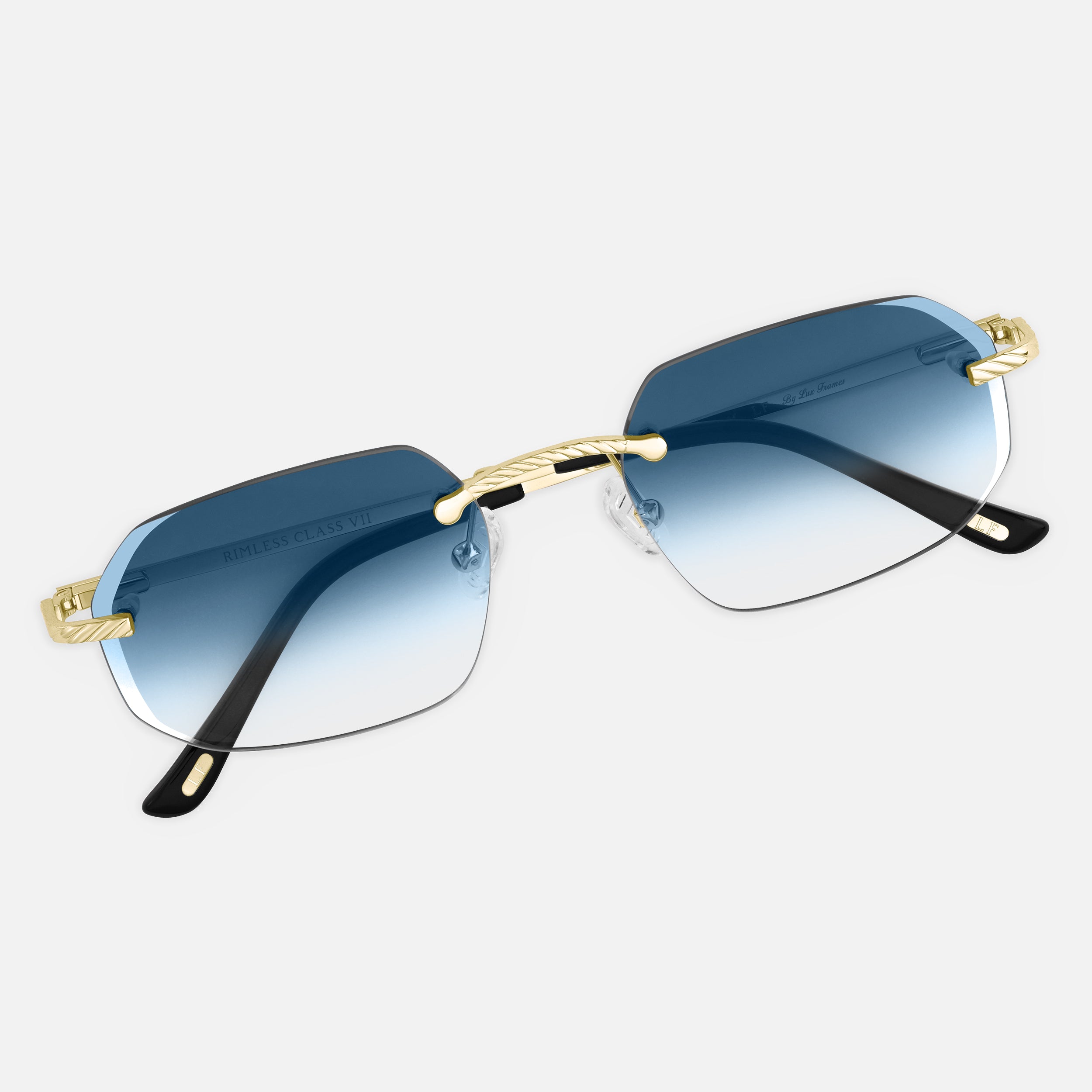 Gold Rimless Class VII - Blue Fade – Lux Frames
