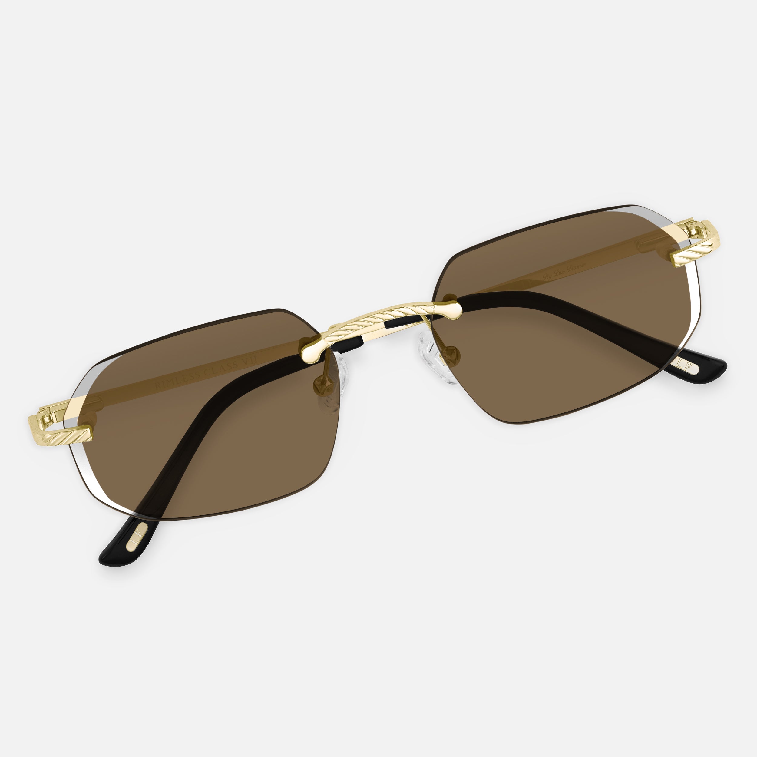 Gold Rimless Class VII - (Light Adaptive) Clear to Brown Lens – Lux Frames