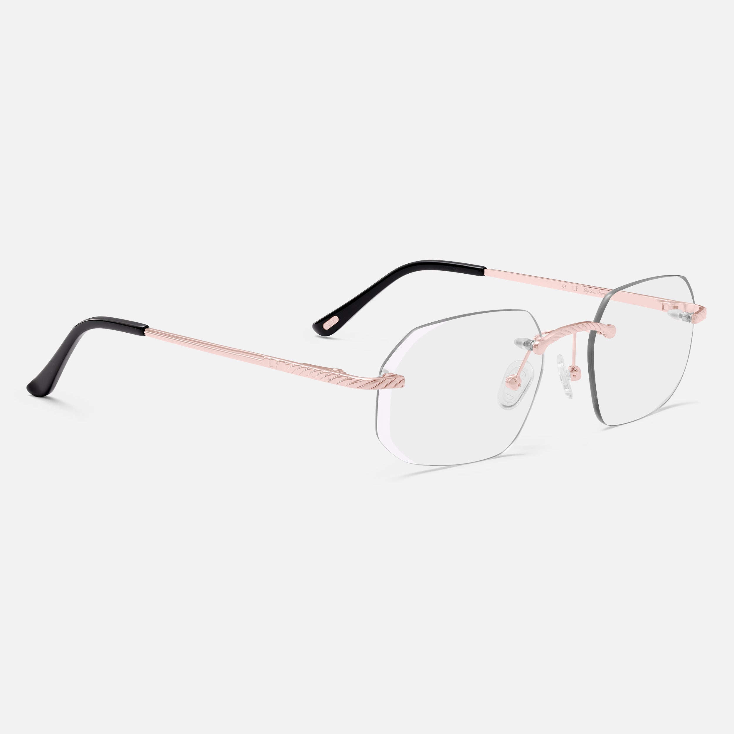 Rose Gold Rimless Class VII - Clear Lens – Lux Frames