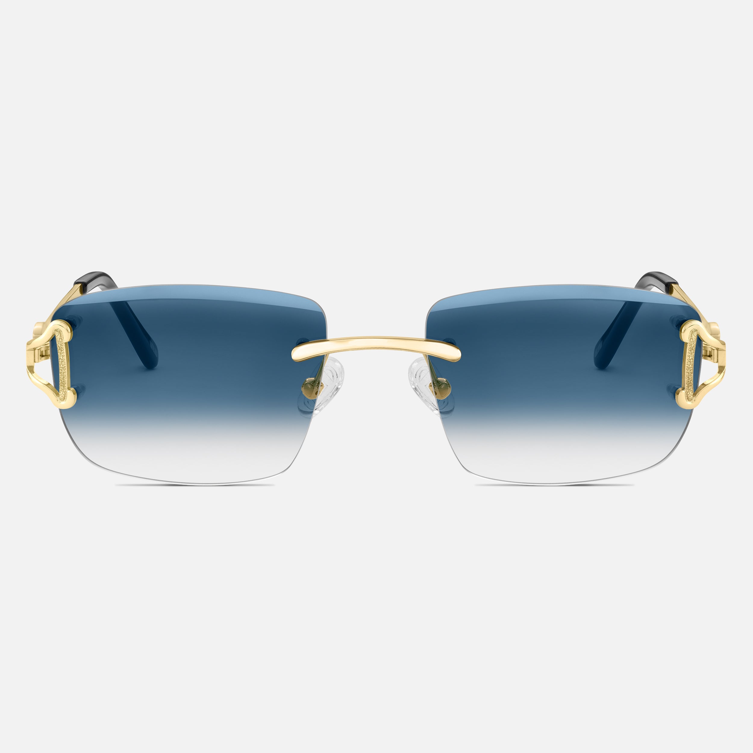 Gold Rimless Sunglasses - Gold Rimless Class IX Blue Fade – Lux Frames