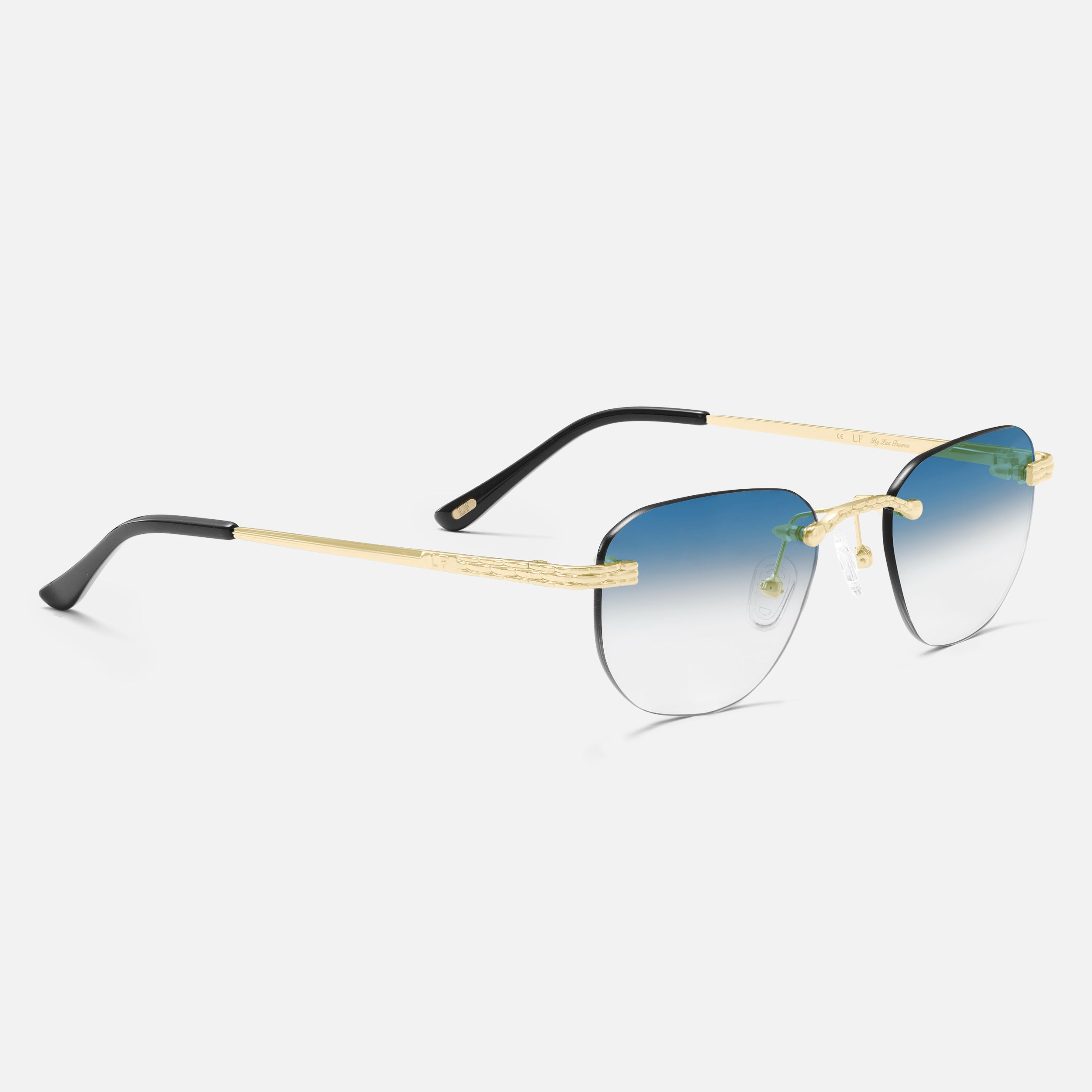 Gold Rimless Sunglasses - Rimless Class I Blue Fade – Lux Frames